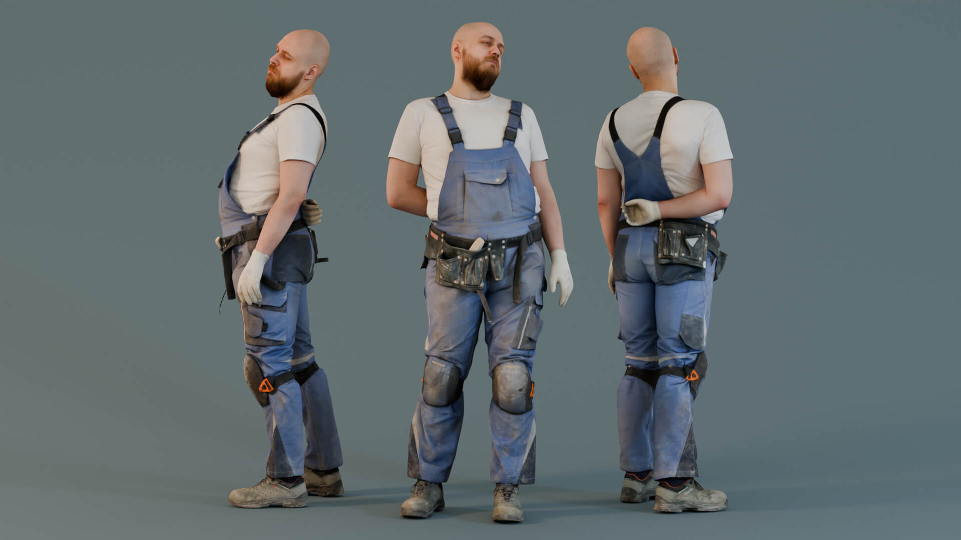 Bald Construction Worker Warming Up - 3D Model by Kanistra Studio