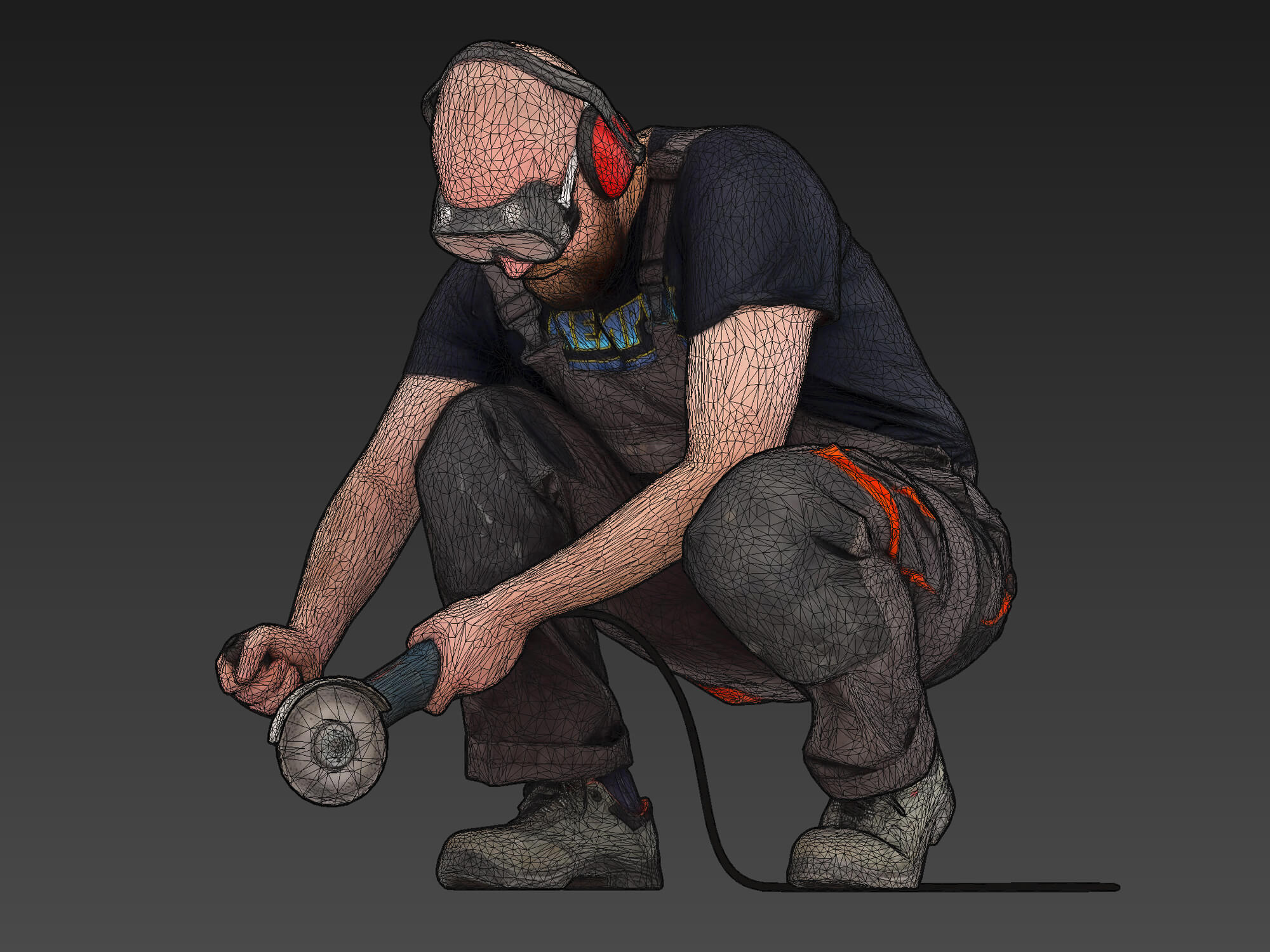 Bald Worker in Overalls - 3D Model by Kanistra Studio