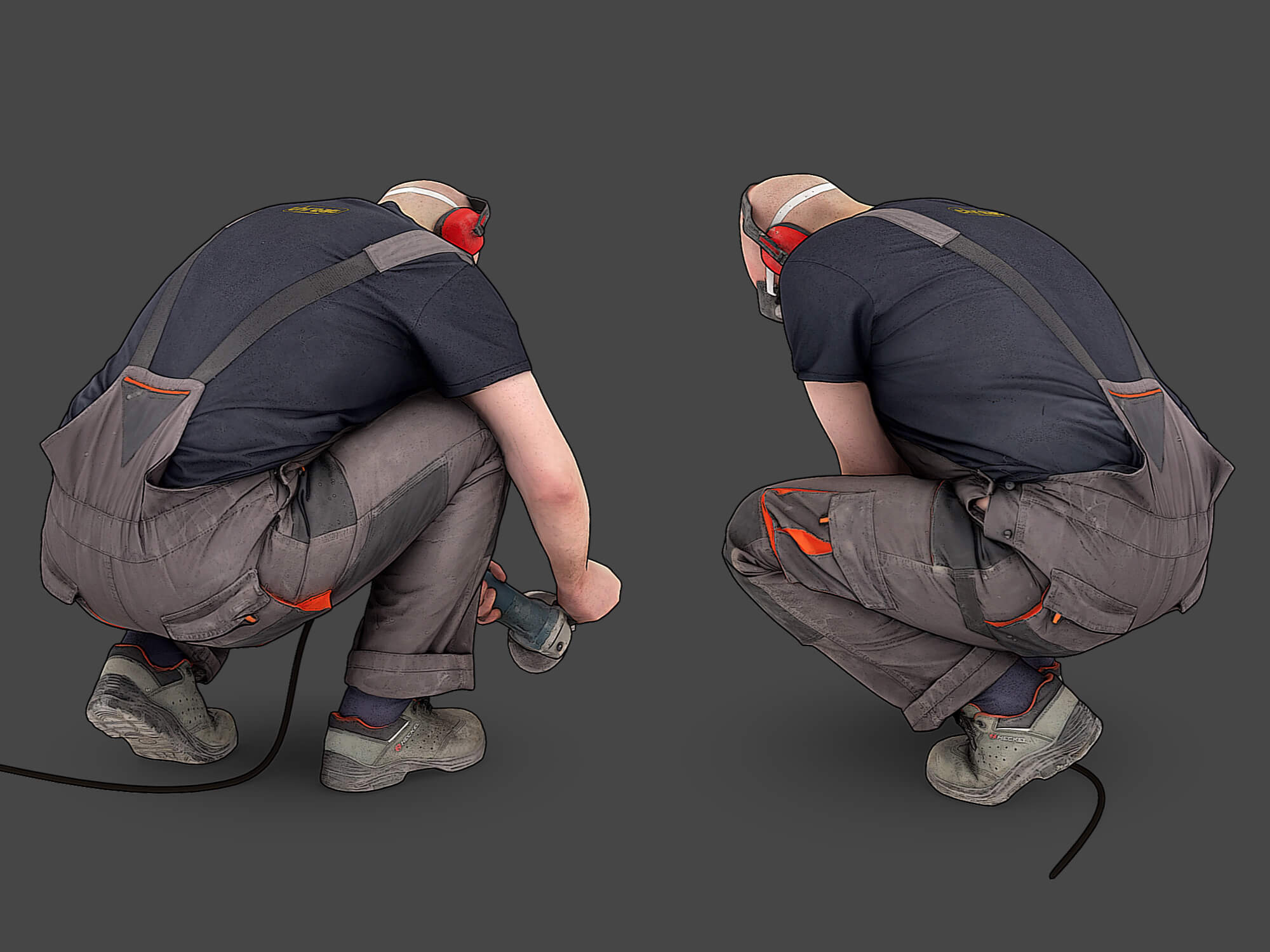 Bald Worker in Overalls - 3D Model by Kanistra Studio