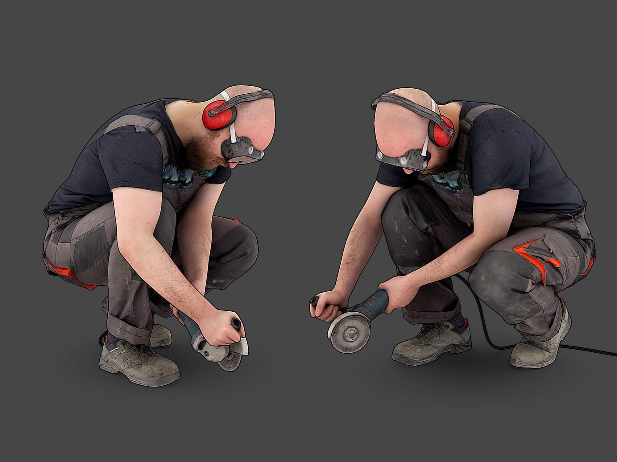 Bald Worker in Overalls - 3D Model by Kanistra Studio