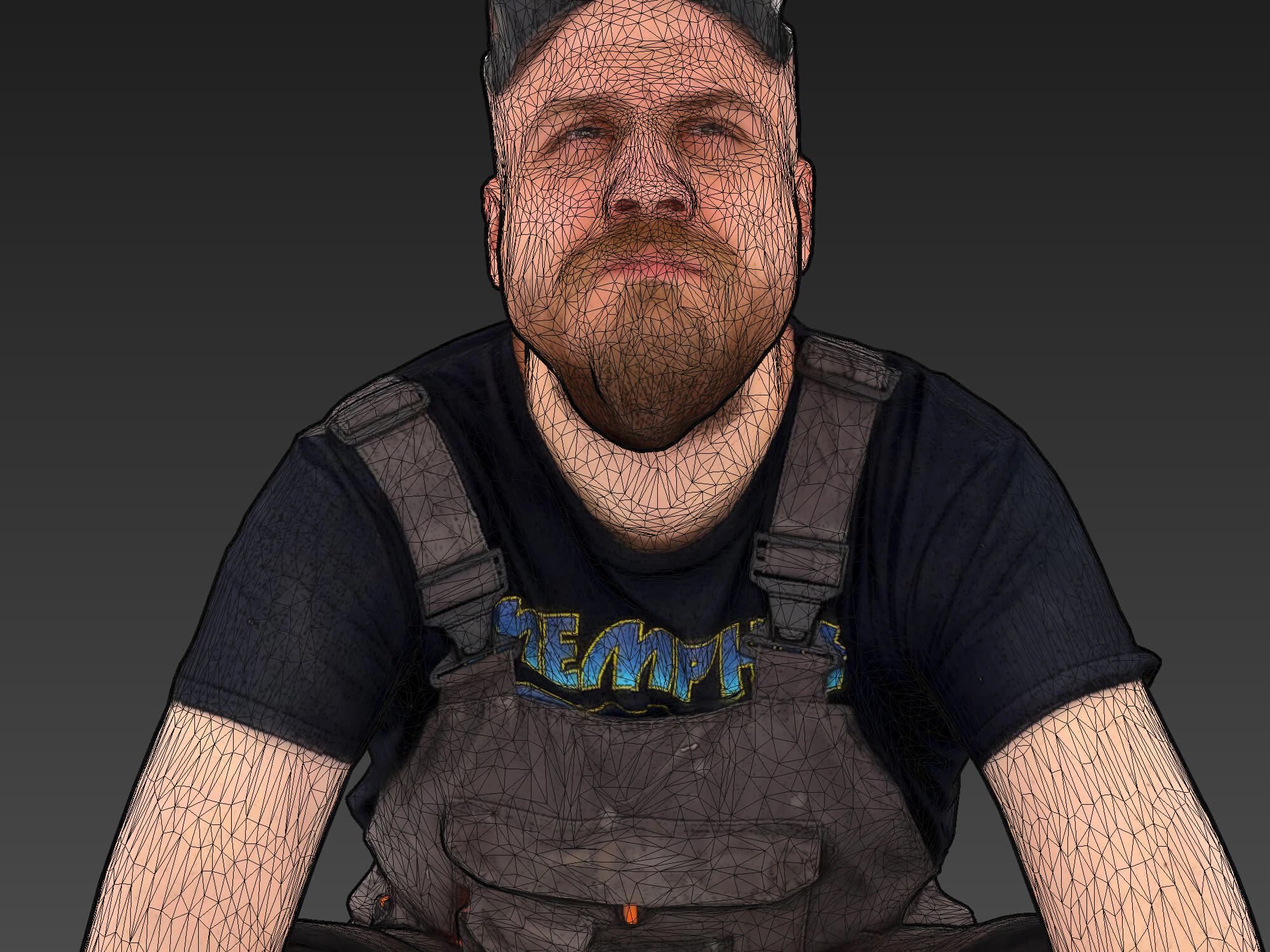 Bald Worker in Overalls - 3D Model by Kanistra Studio