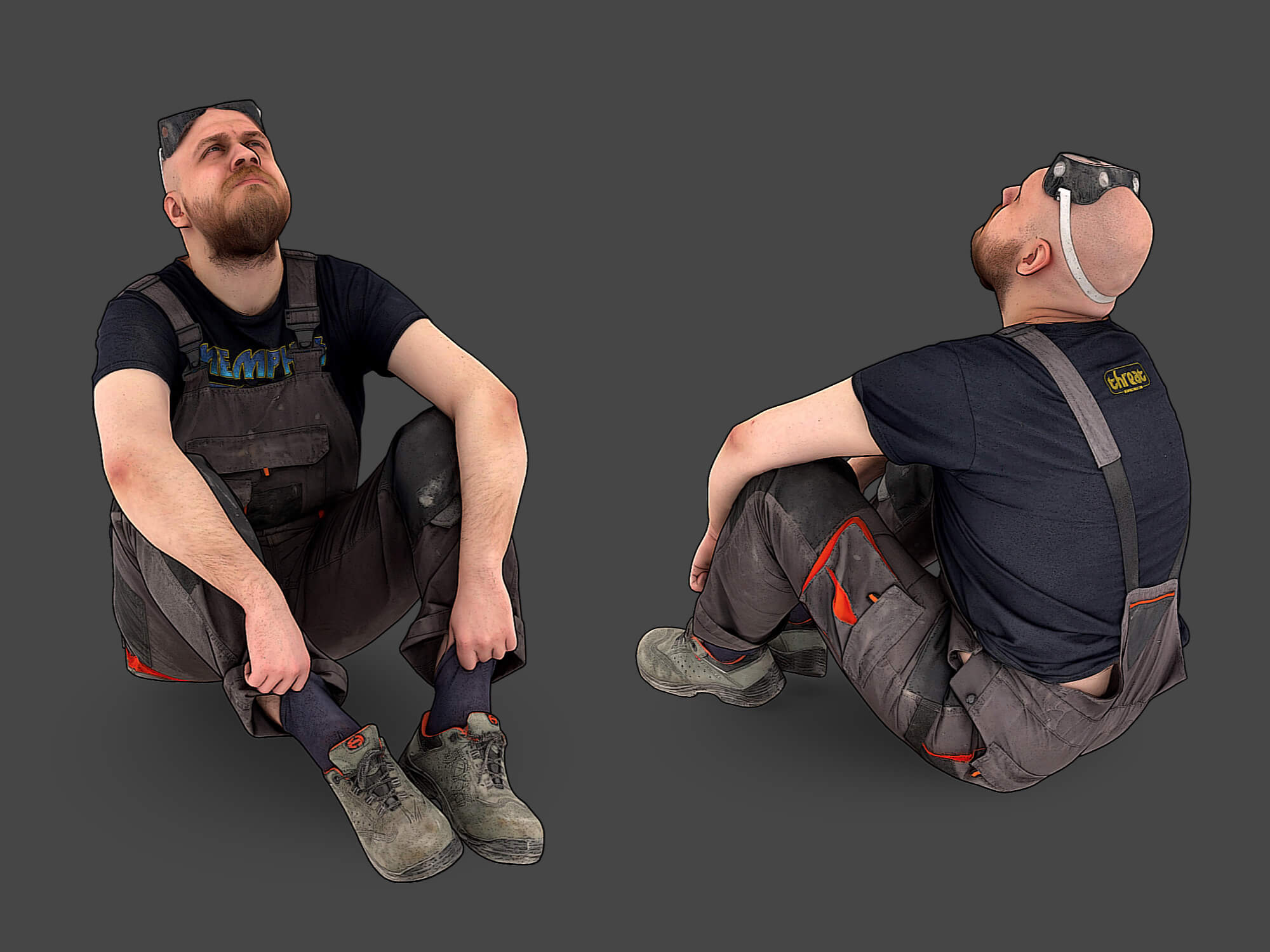Bald Worker in Overalls - 3D Model by Kanistra Studio