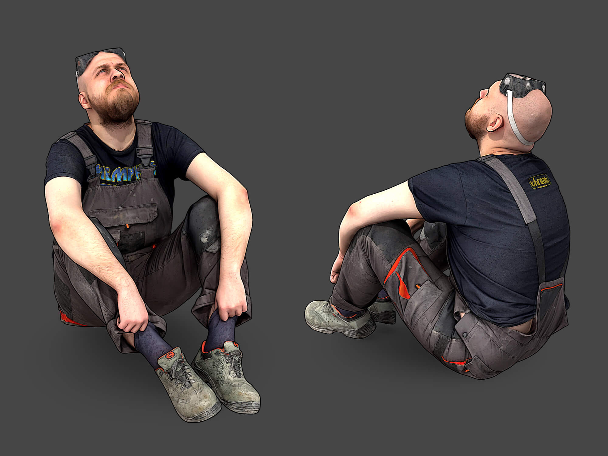 Bald Worker in Overalls - 3D Model by Kanistra Studio