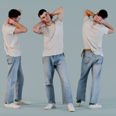 Bored Guy in White Tee - 3D Model by Kanistra Studio