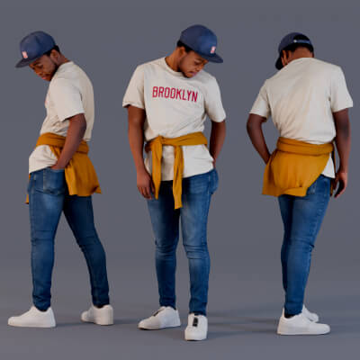 Brooklyn Casual - Cool Guy in Streetwear 3D Model by Kanistra Studio