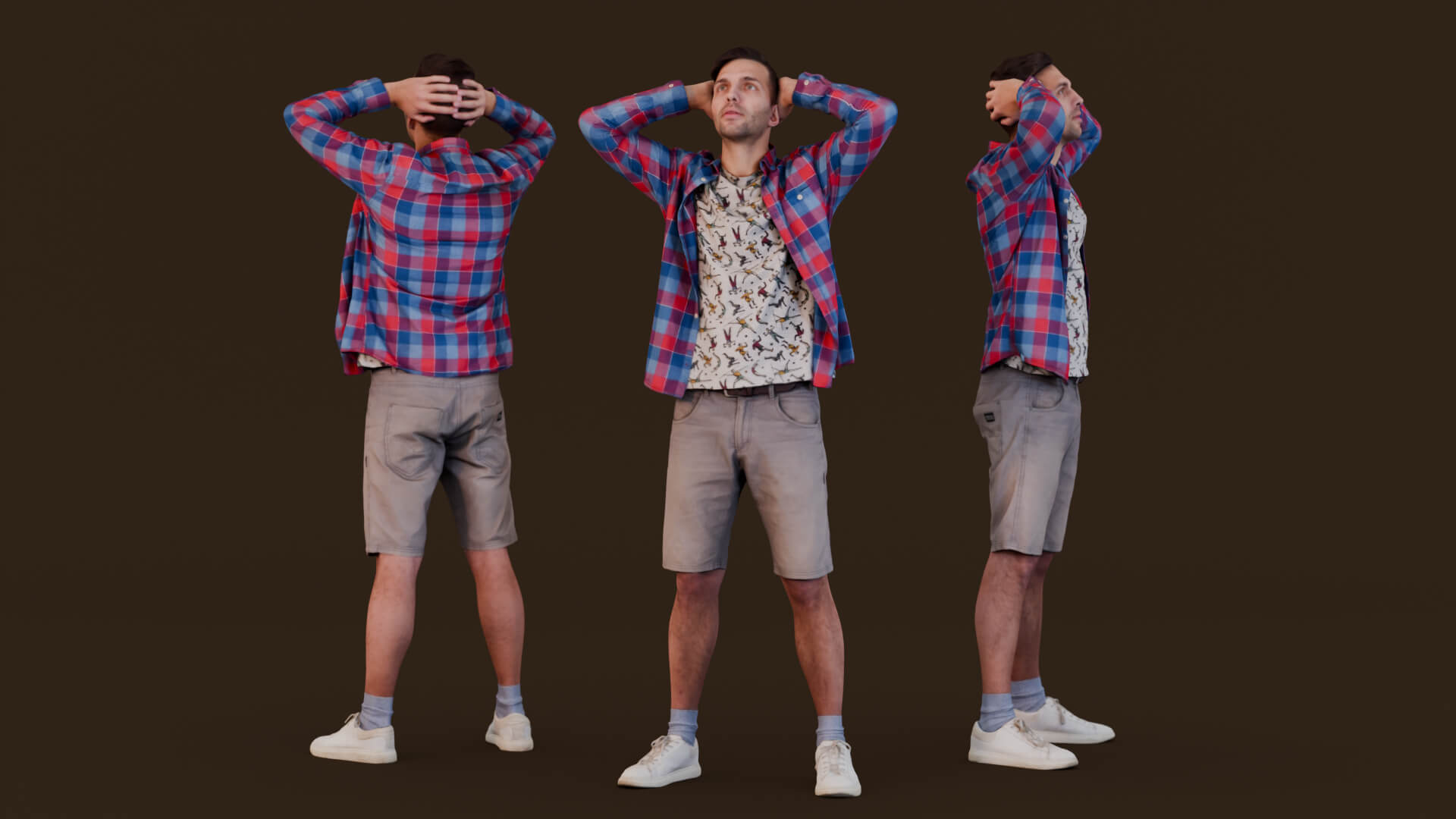 Casual Man in Distress - Hands on Head Pose 3D Model by Kanistra Studio