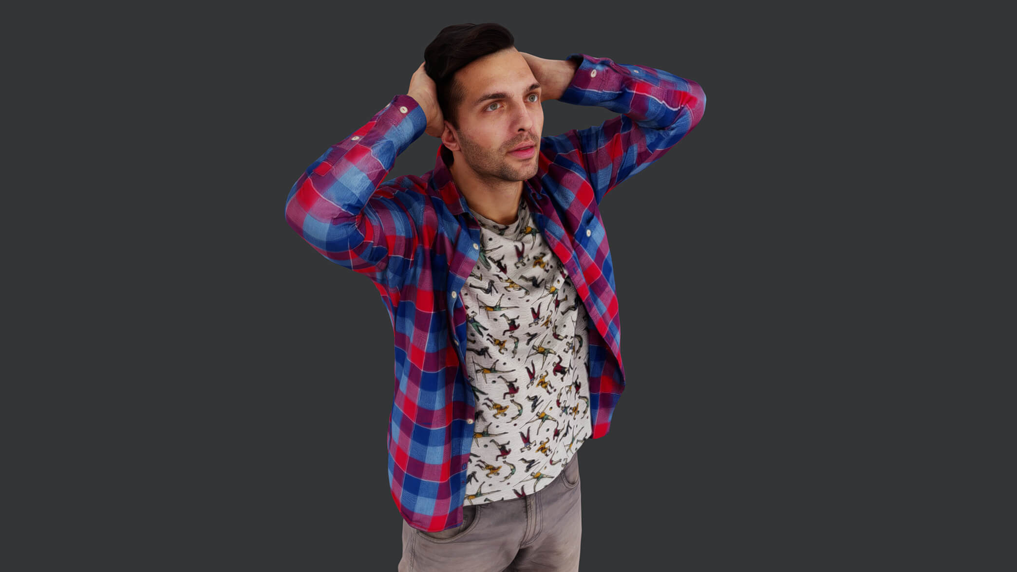 Casual Man in Distress - Hands on Head Pose 3D Model by Kanistra Studio
