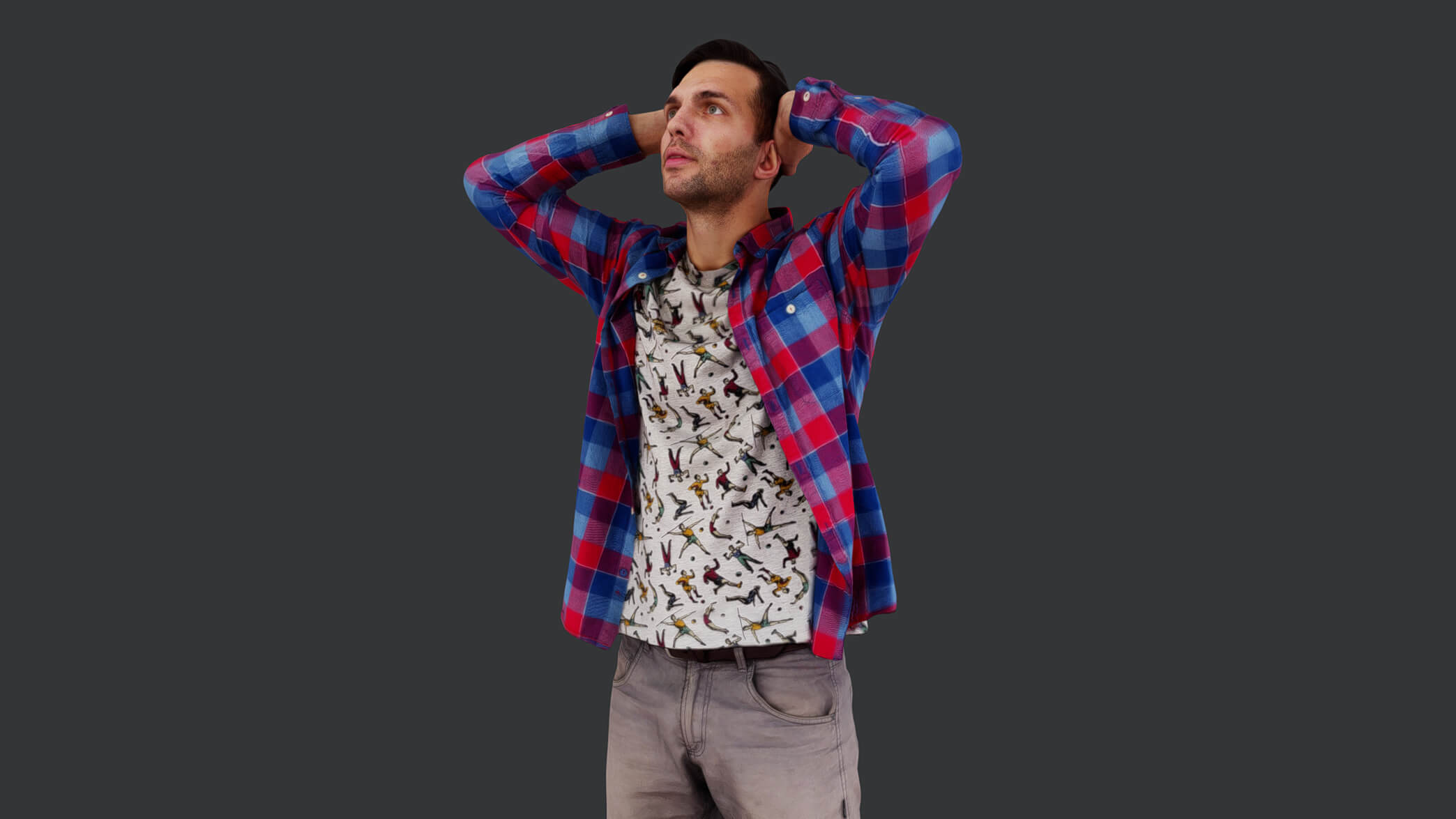 Casual Man in Distress - Hands on Head Pose 3D Model by Kanistra Studio