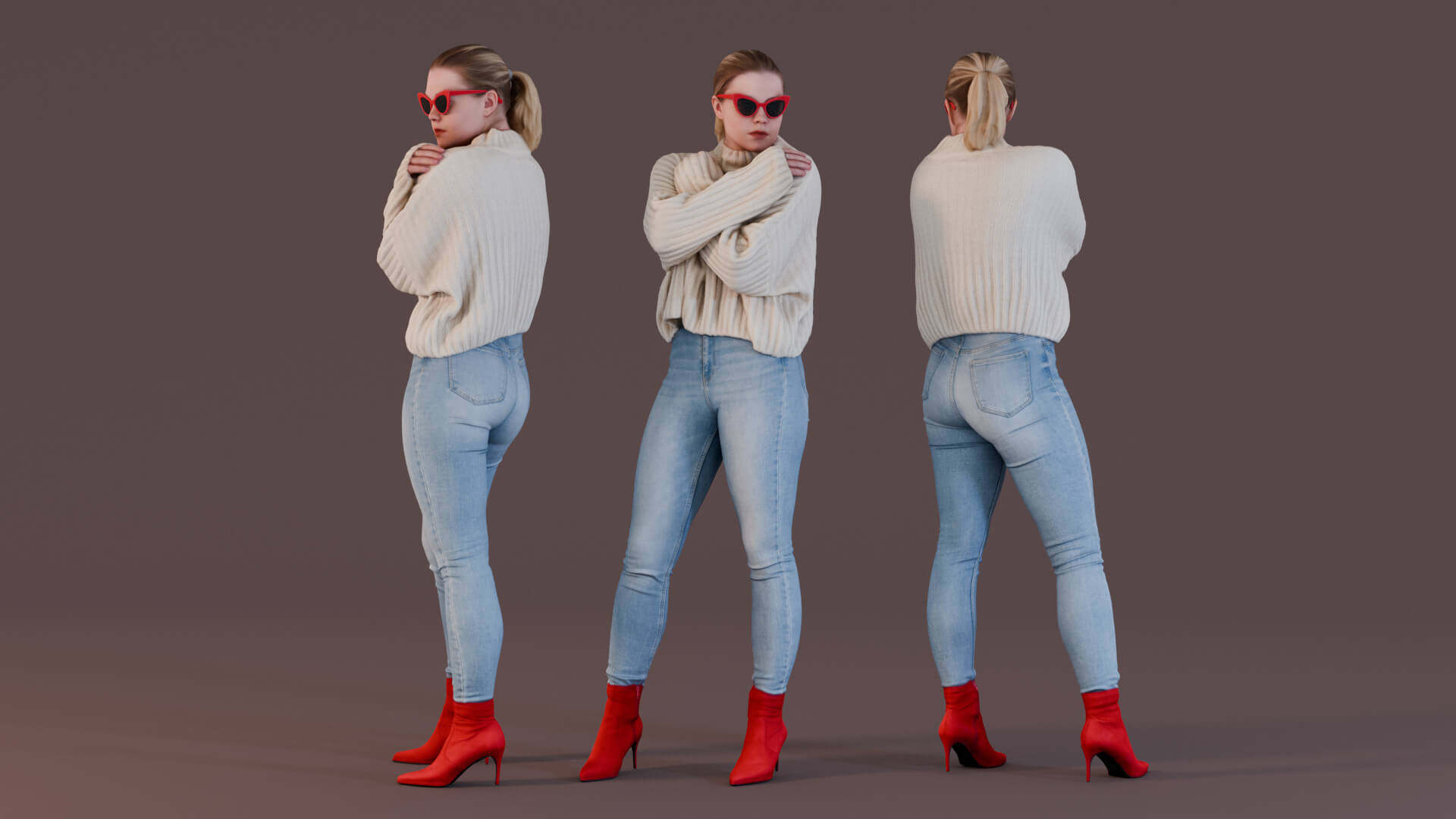 Chilly Days Vibrant Chic Standing Girl - 3D Model by Kanistra Studio