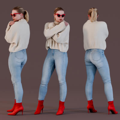 Chilly Days Vibrant Chic Standing Girl - 3D Model by Kanistra Studio