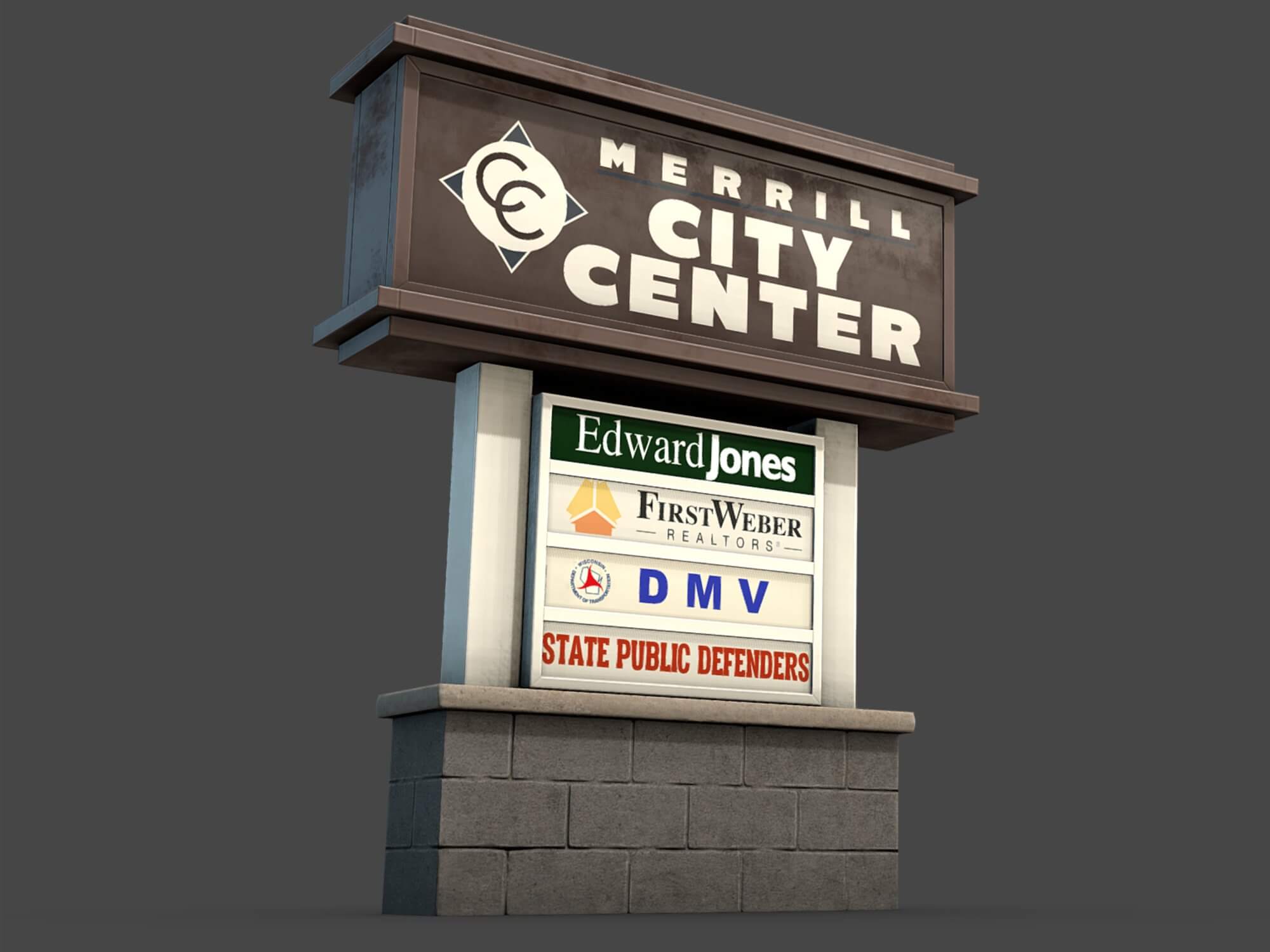 City Center Sign - 3D Model by Kanistra Studio