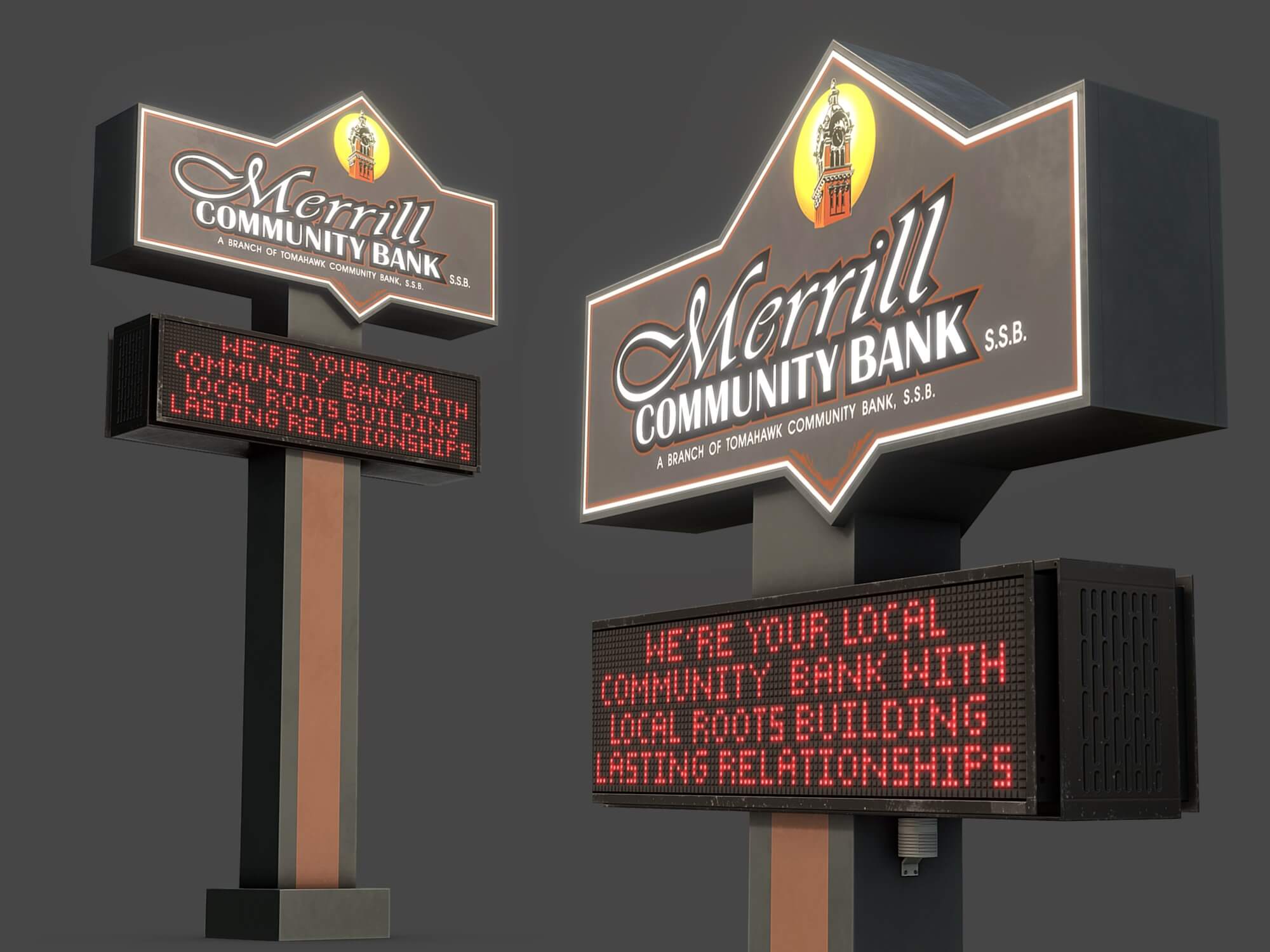 Community Bank Sign - 3D Model by Kanistra Studio