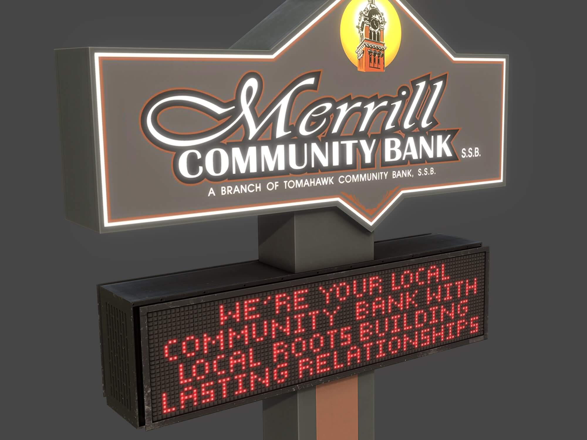 Community Bank Sign - 3D Model by Kanistra Studio