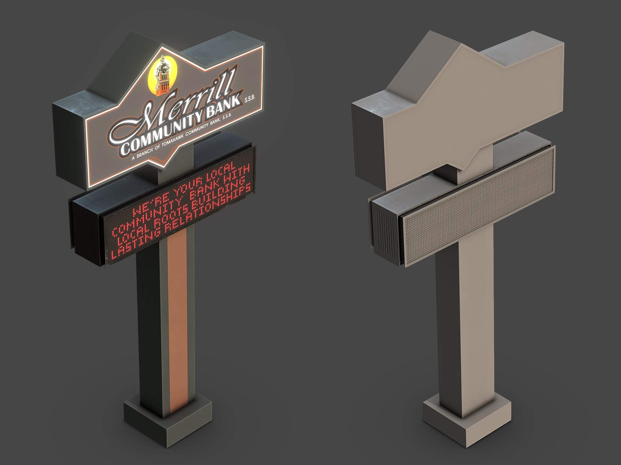Community Bank Sign - 3D Model by Kanistra Studio