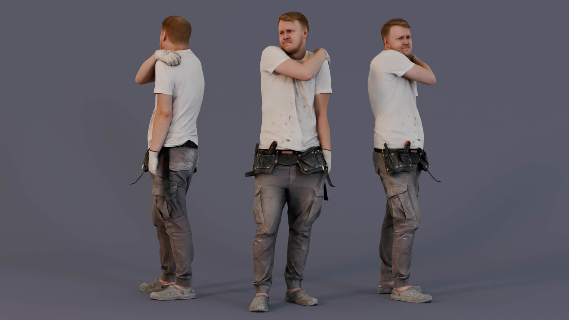 Construction Worker - Man in Workwear With Tool Belt 3D Model by ...