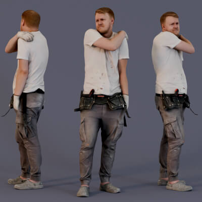 Construction Worker - Man in Workwear With Tool Belt 3D Model by ...