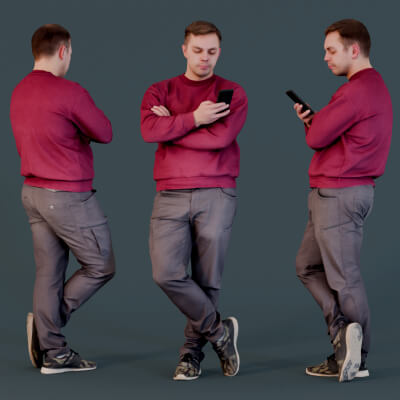 Digital Break - Man Texting on Phone 3D Model by Kanistra Studio