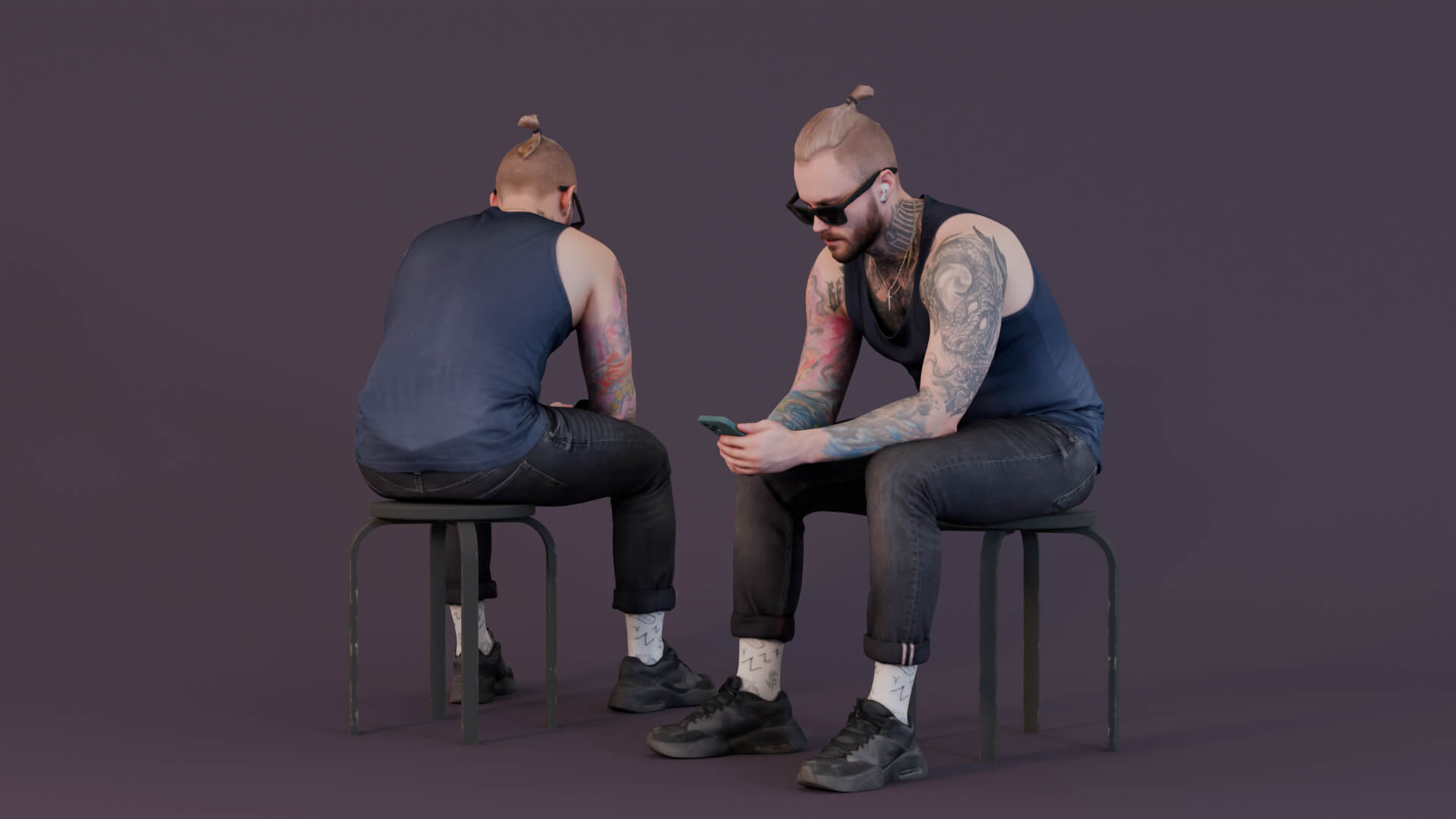 Digital Connection - Tattooed Man on a Break 3D Model by Kanistra Studio