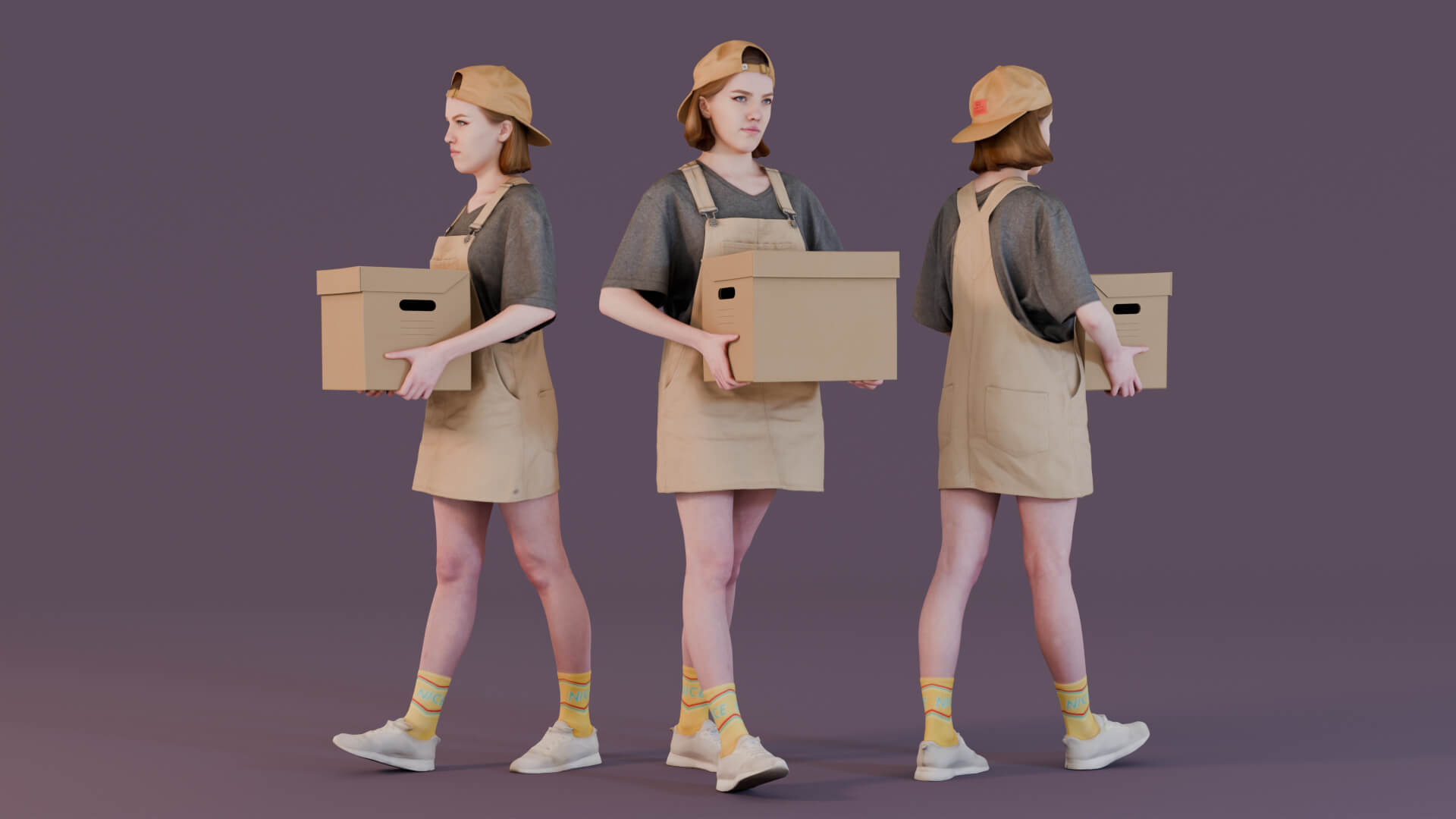 Girl With Box - 3D Model by Kanistra Studio
