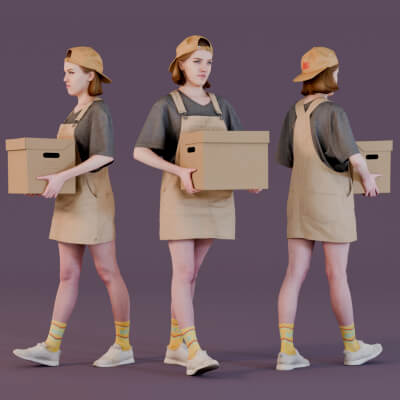 Girl With Box - 3D Model by Kanistra Studio