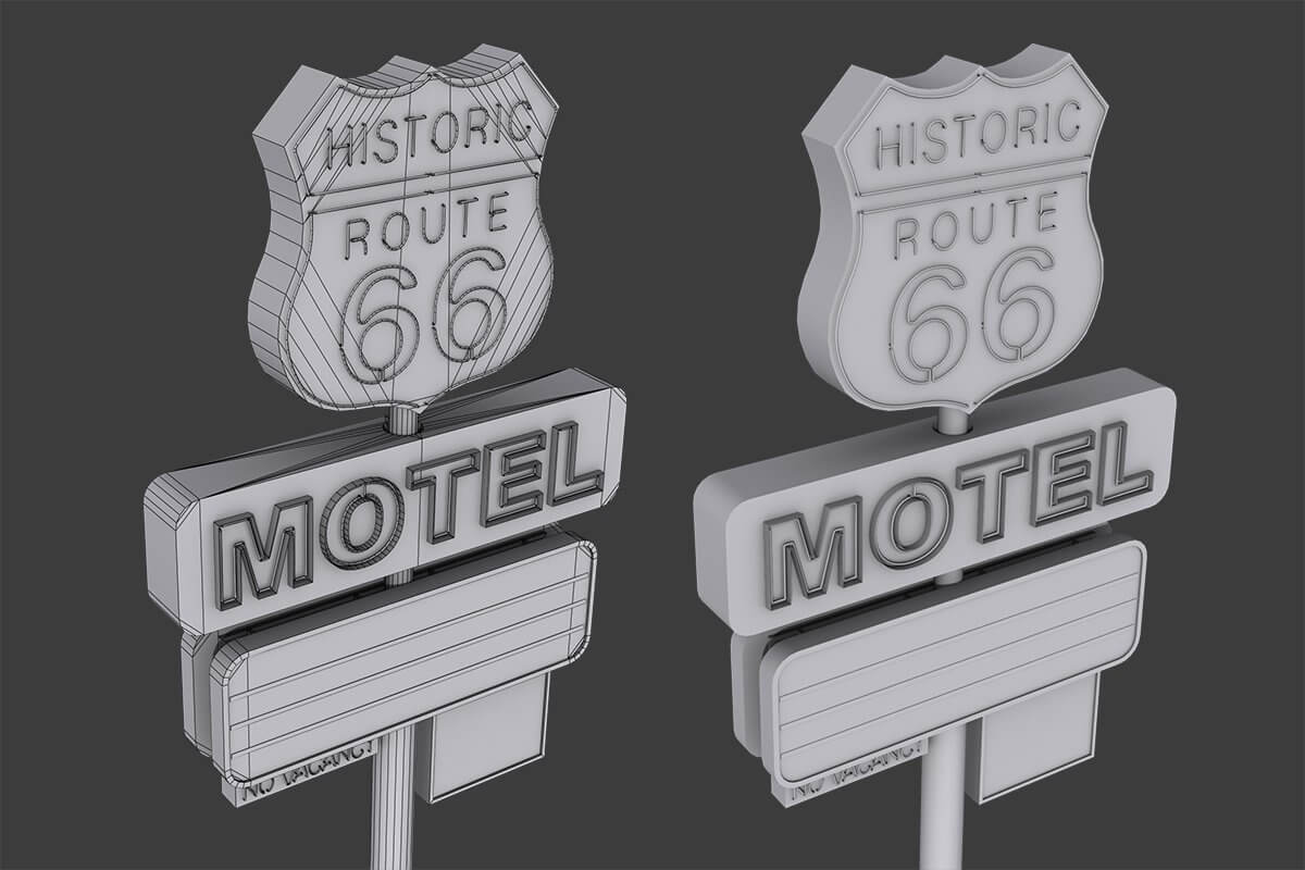 Historic Route 66 Motel Sign - 3D Model by Kanistra Studio