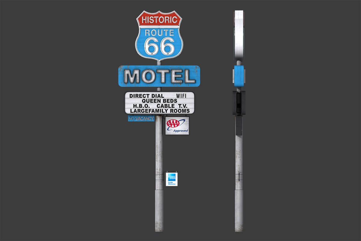 Historic Route 66 Motel Sign - 3D Model by Kanistra Studio