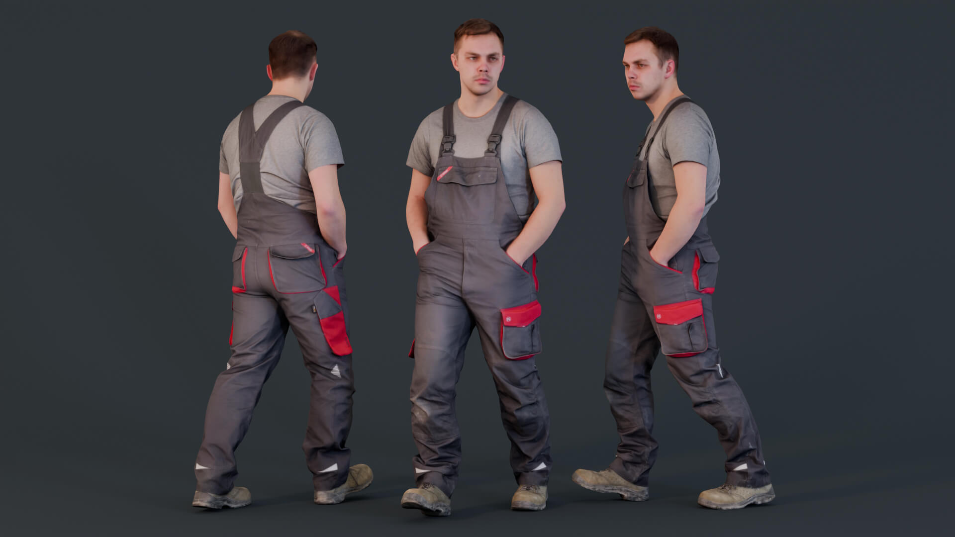 Industrial Expert - Foreman in Overalls Walking 3D Model by Kanistra Studio