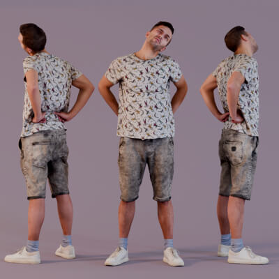 Casual Guy Stretching in Summer Outfit - 3D Model by Kanistra Studio
