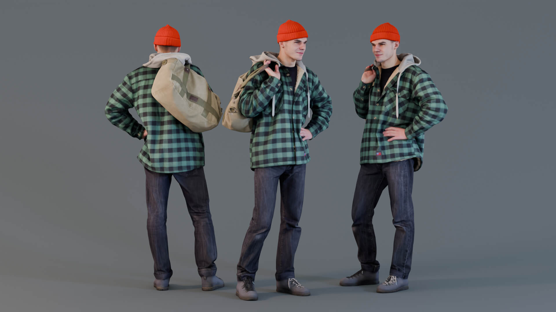 Smirk Guy in an Orange Hat - 3D Model by Kanistra Studio