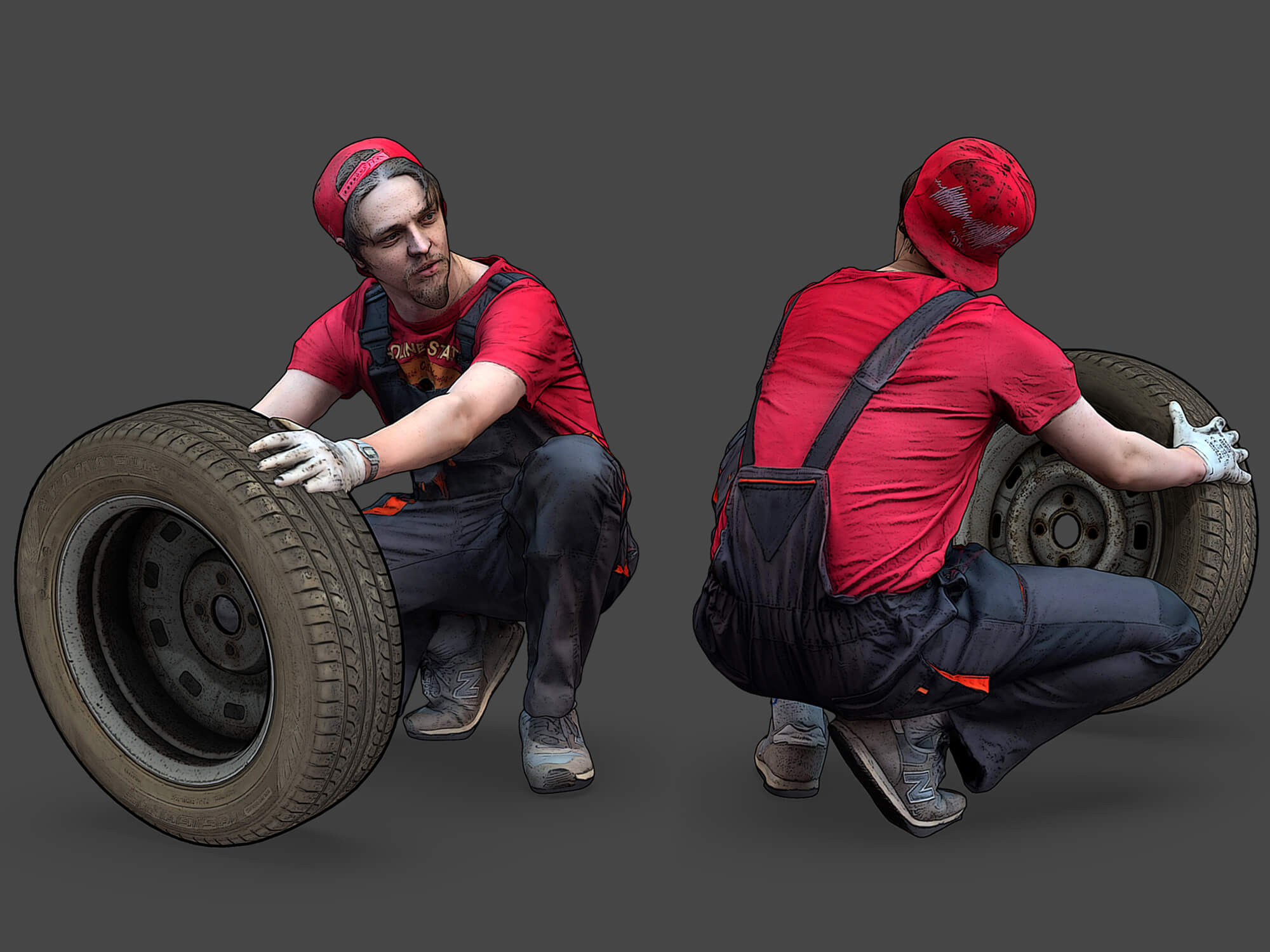 Stylized Car Mechanics Characters - 3D Model by Kanistra Studio