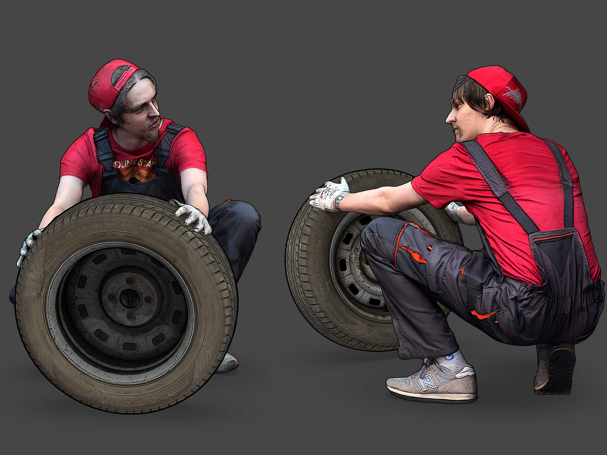 Stylized Car Mechanics Characters - 3D Model by Kanistra Studio