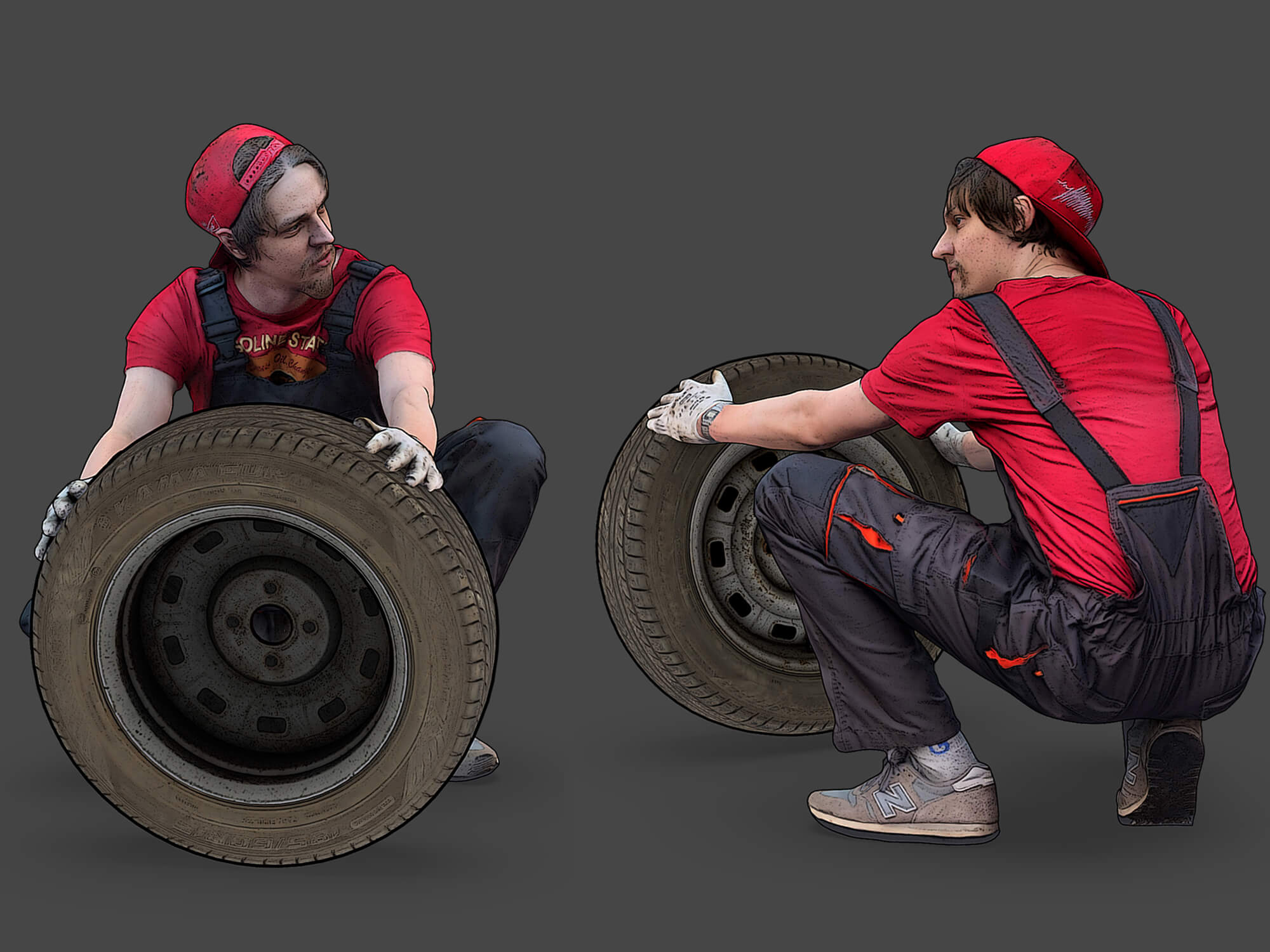 Stylized Car Mechanics Characters - 3D Model by Kanistra Studio