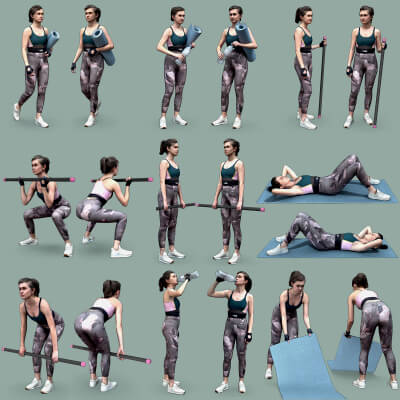 3D Models | Fitness | Female Poses | RenderHub