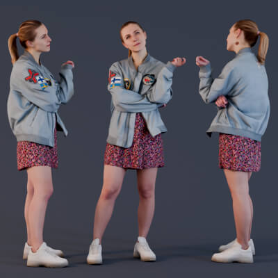 Tell Me - Girl in Blue Bomber 3D Model by Kanistra Studio