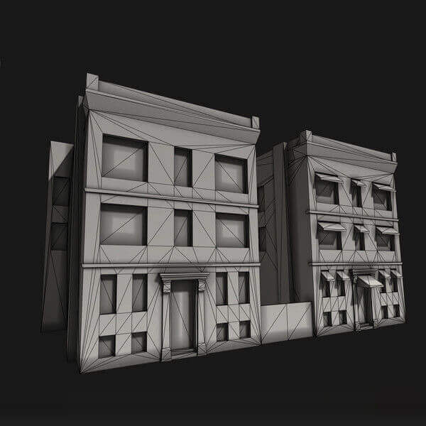 Two Downtown Buildings - 3D Model by Kanistra Studio
