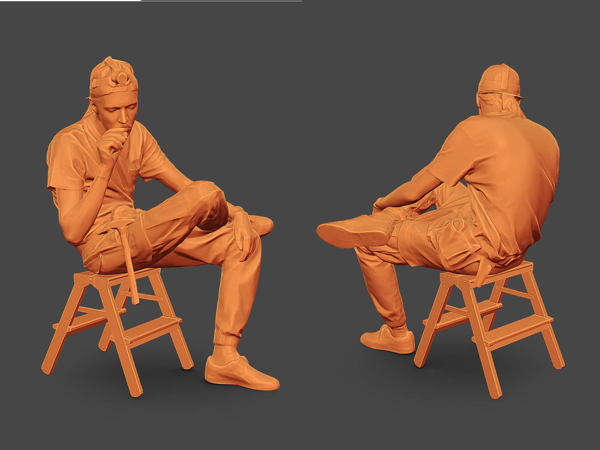 Worker in Gray - 3D Model by Kanistra Studio