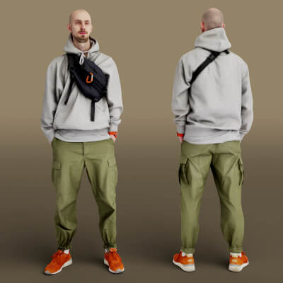 Young Bald Tall Man - 3D Model by Kanistra Studio