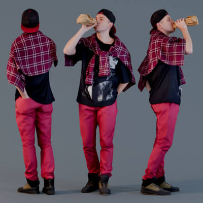 Young Rapper With Booze - 3D Model by Kanistra Studio