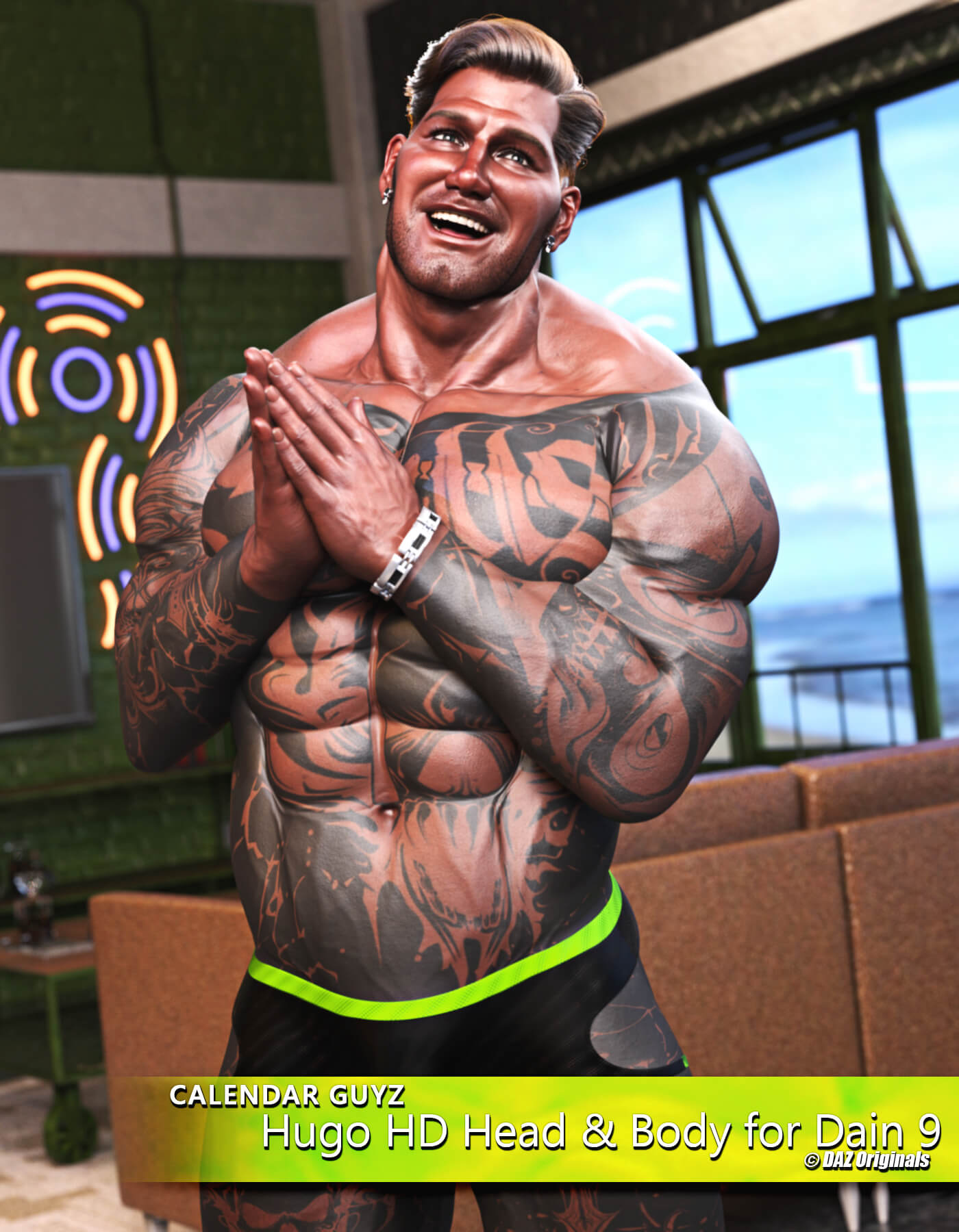 Calendar Guyz - Hugo HD Head & Body for Dain 9 Daz Content by Kaos3D