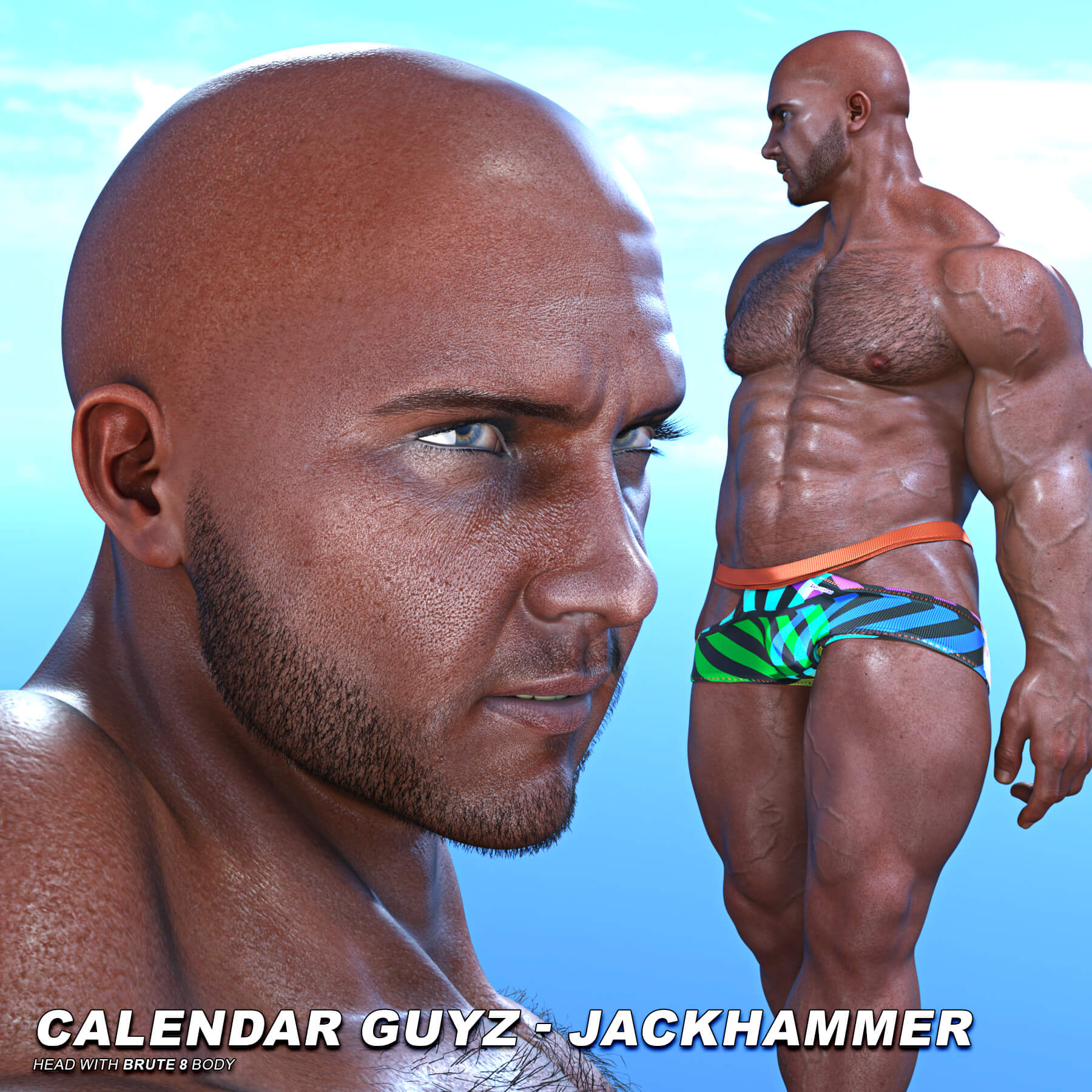 Calendar Guyz - Jackhammer HD Head & Body Morph Daz Content by Kaos3D