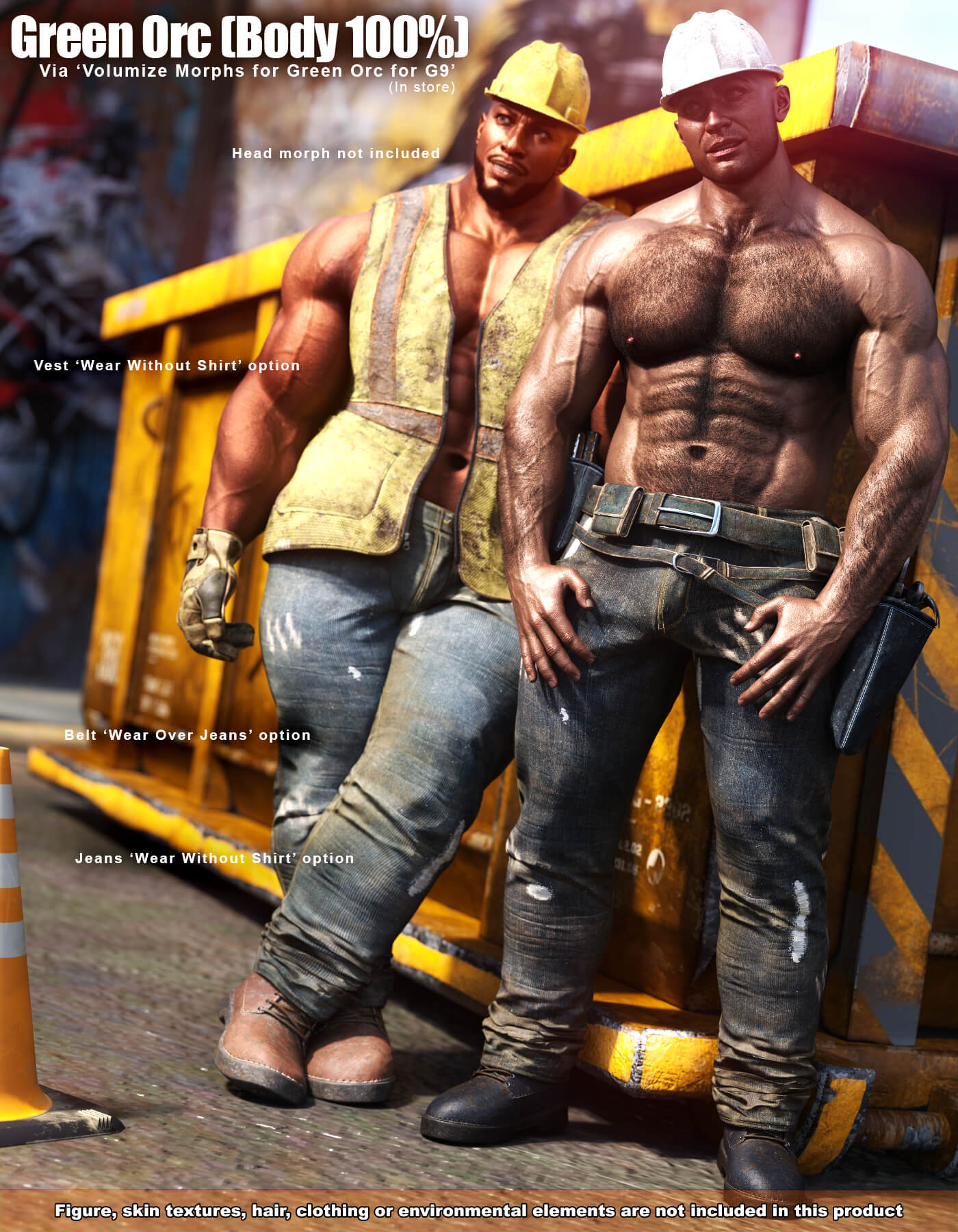 Df - Construction Worker for G9 - Green Orc & Utility Mo Daz Content by Kaos3D