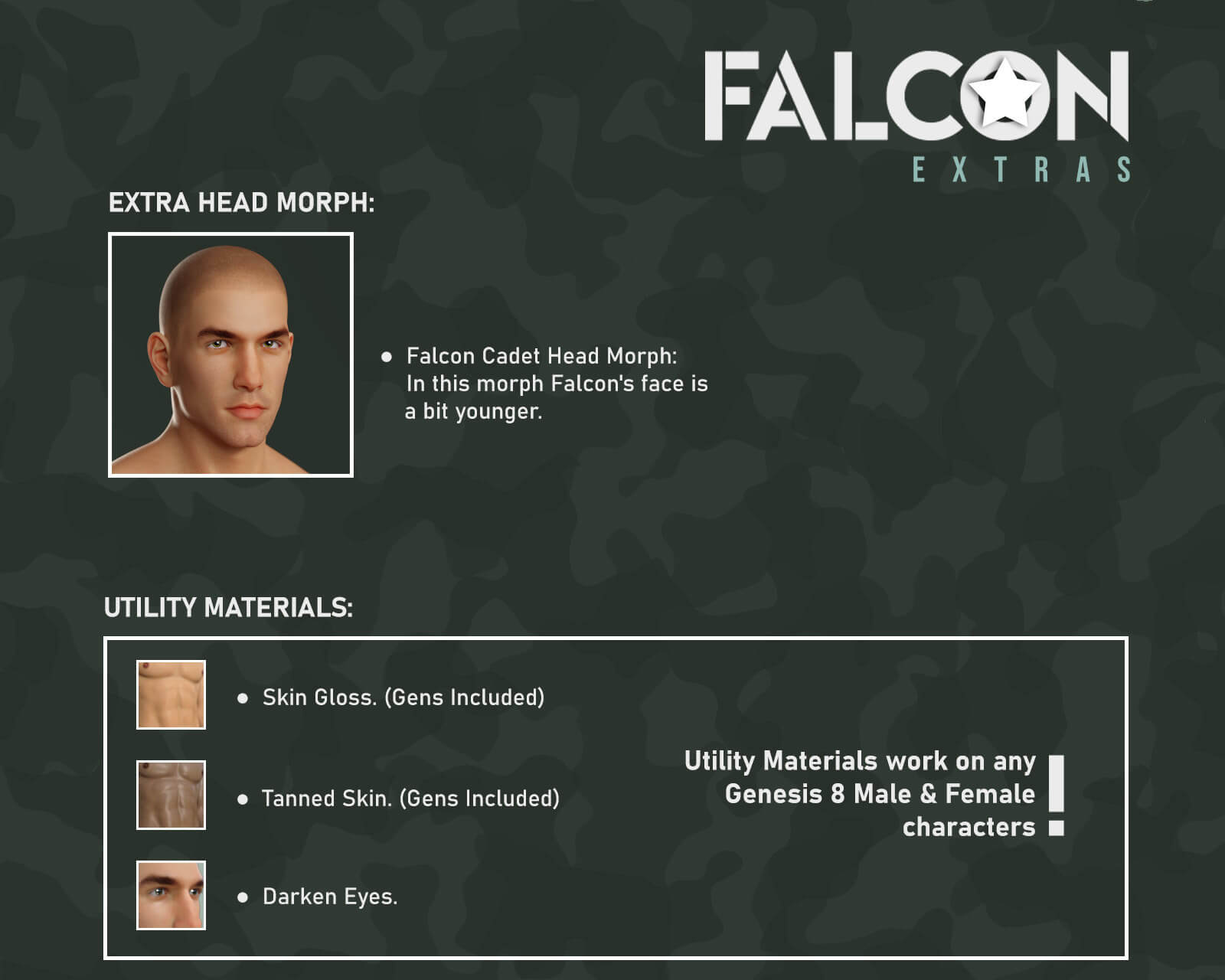 Falcon Character and Hair for Genesis 8 Male - Daz Content by Kaos3D