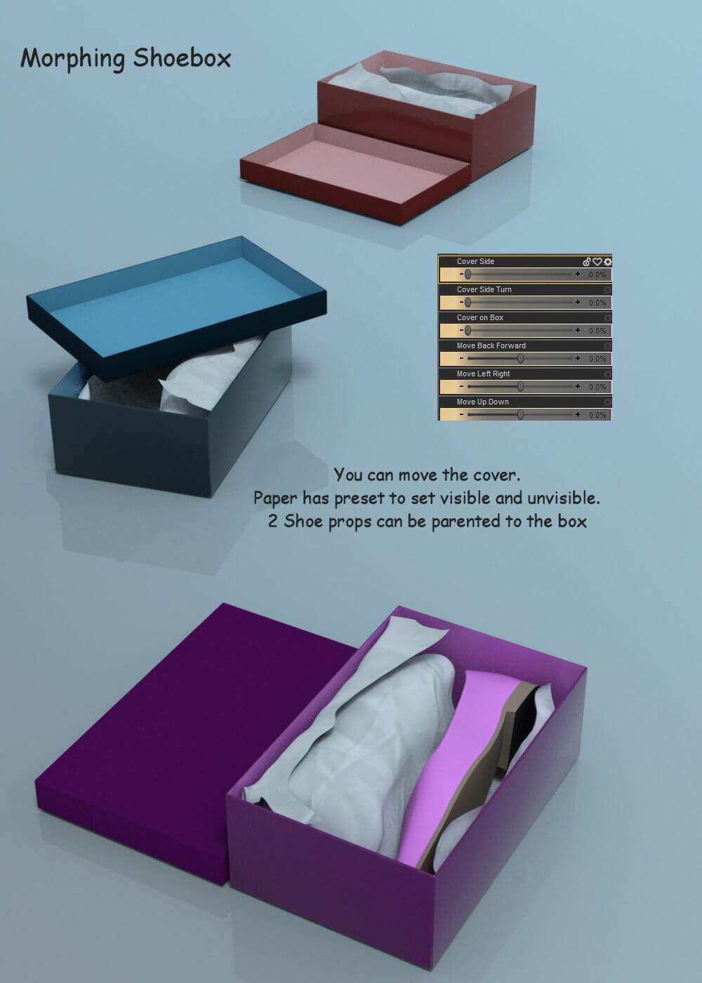Morphing Shoebox With Shoe Props - Daz Content by KaRe3D
