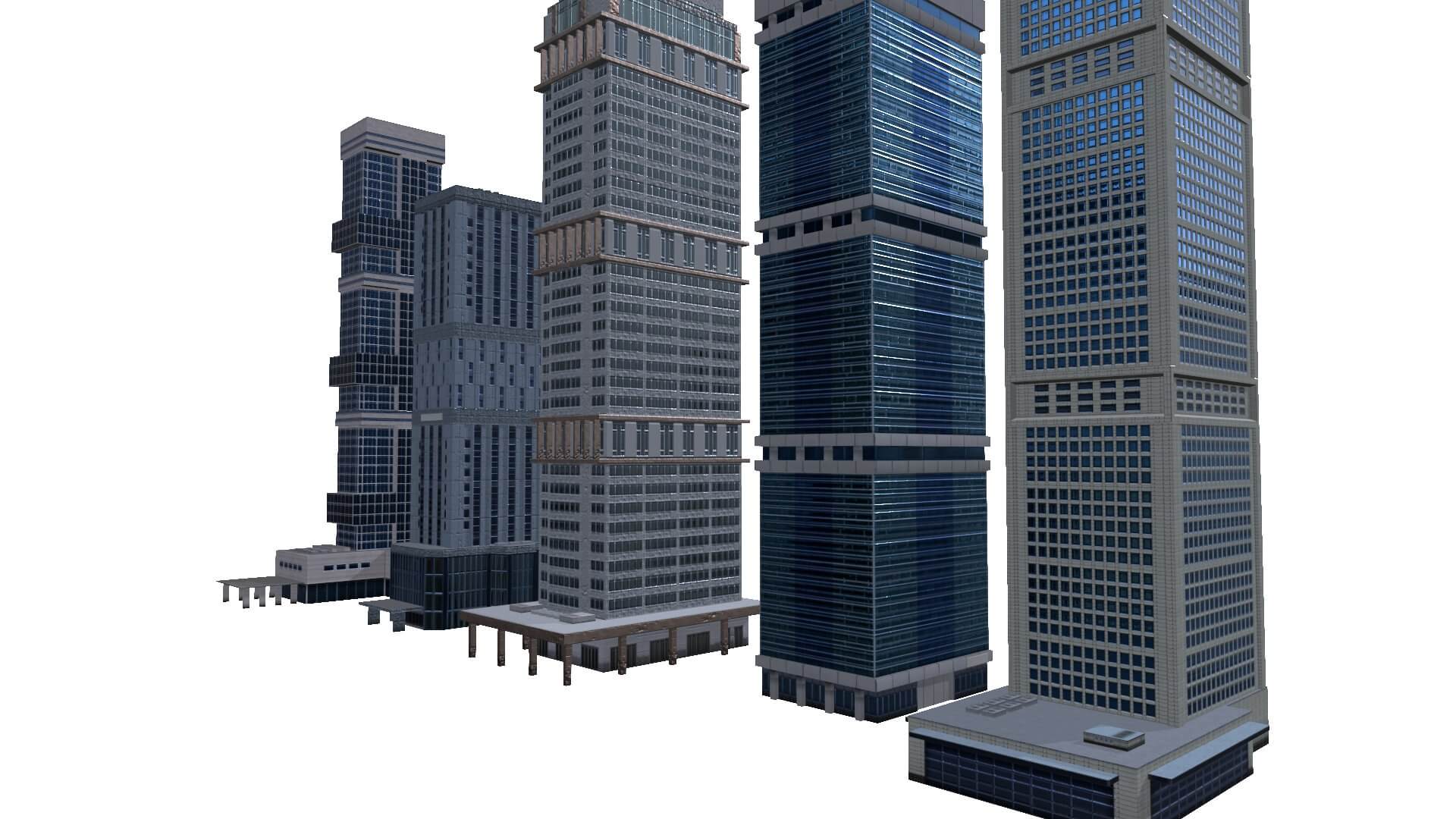 5 High-Rise Buildings Free 3D Model by Kartoy