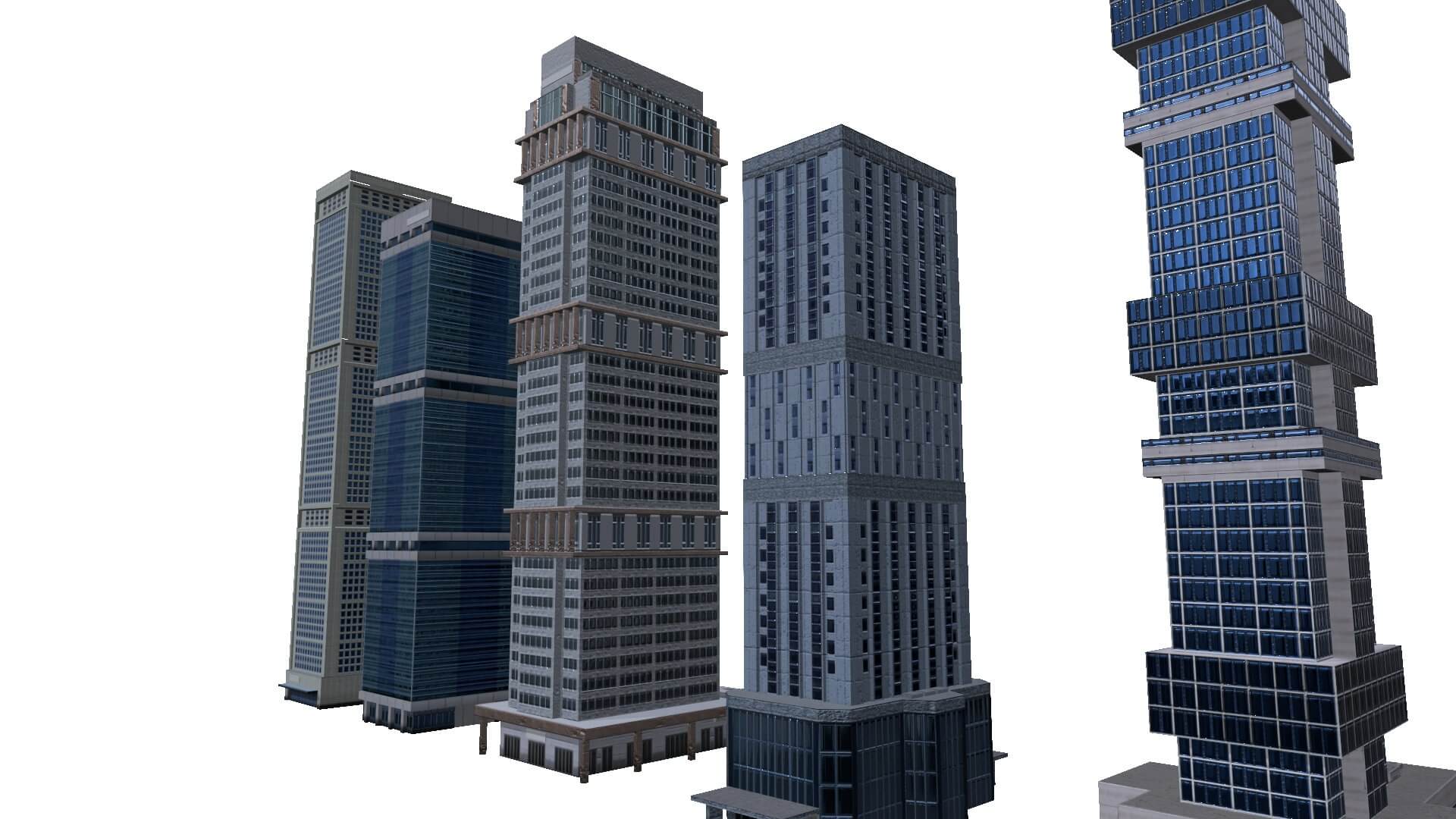 5 High-Rise Buildings Free 3D Model by Kartoy