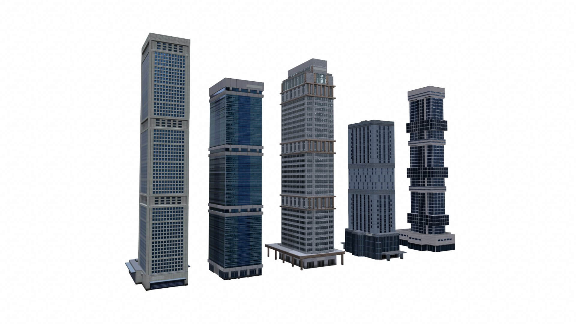 5 High-Rise Buildings Free 3D Model by Kartoy