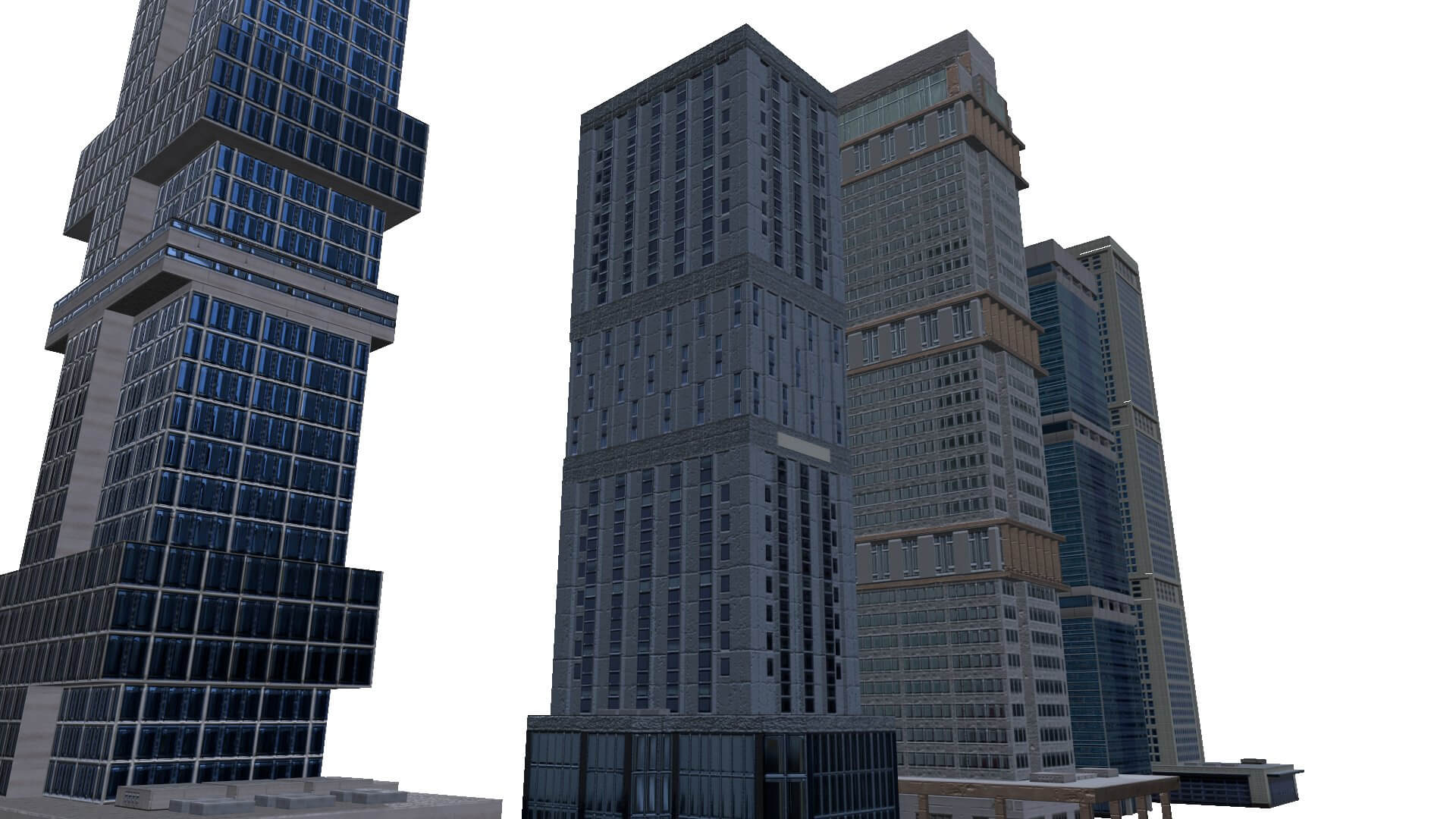 5 High-Rise Buildings Free 3D Model by Kartoy