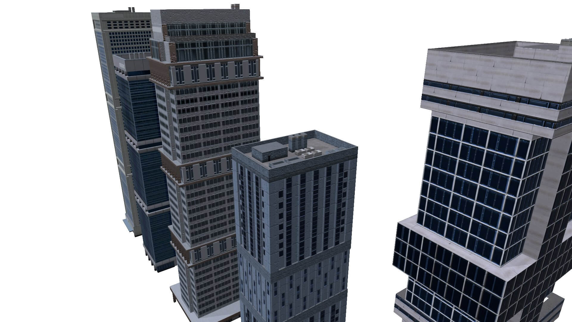 5 High-Rise Buildings Free 3D Model by Kartoy
