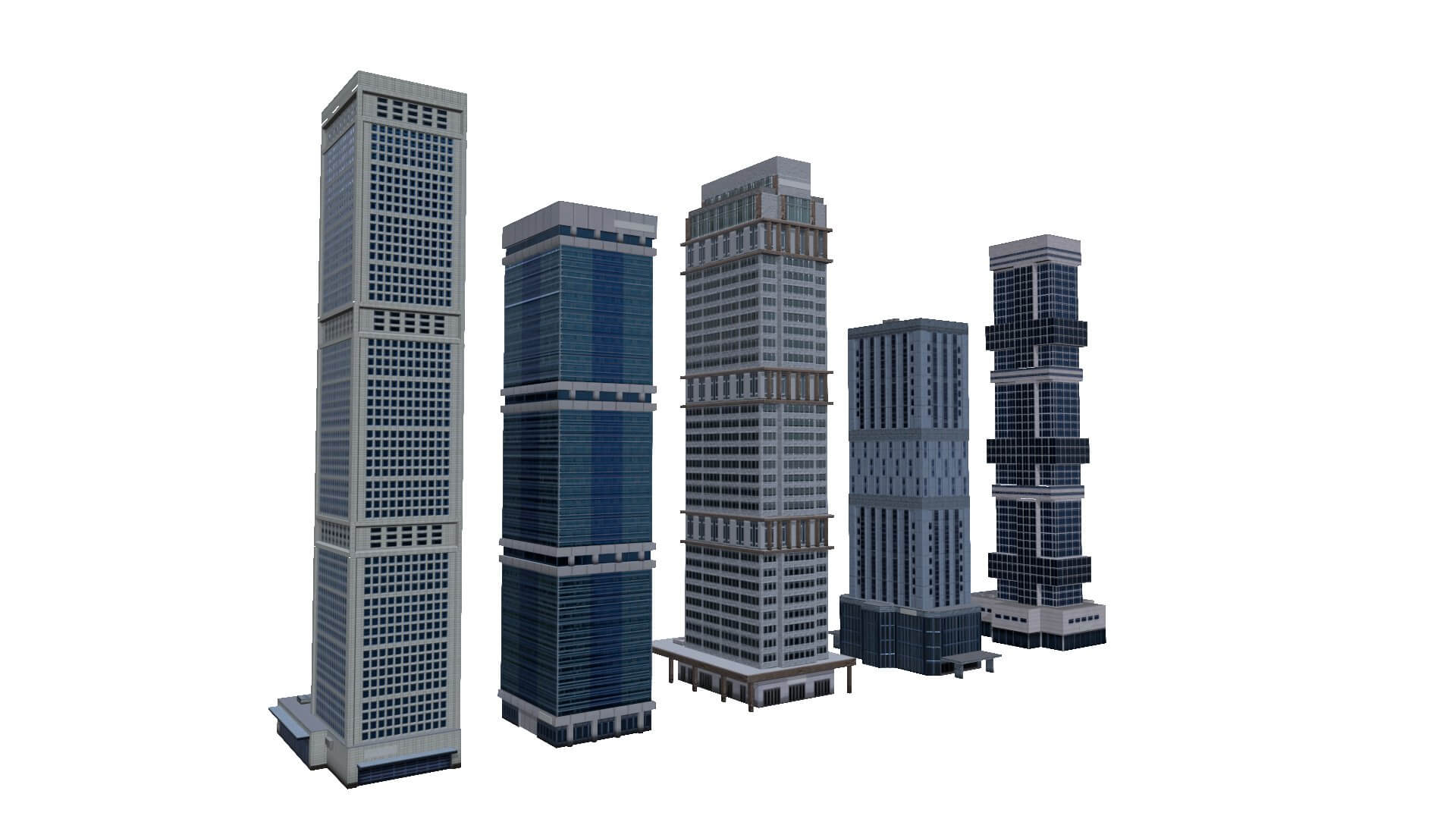 5 High-Rise Buildings Free 3D Model by Kartoy