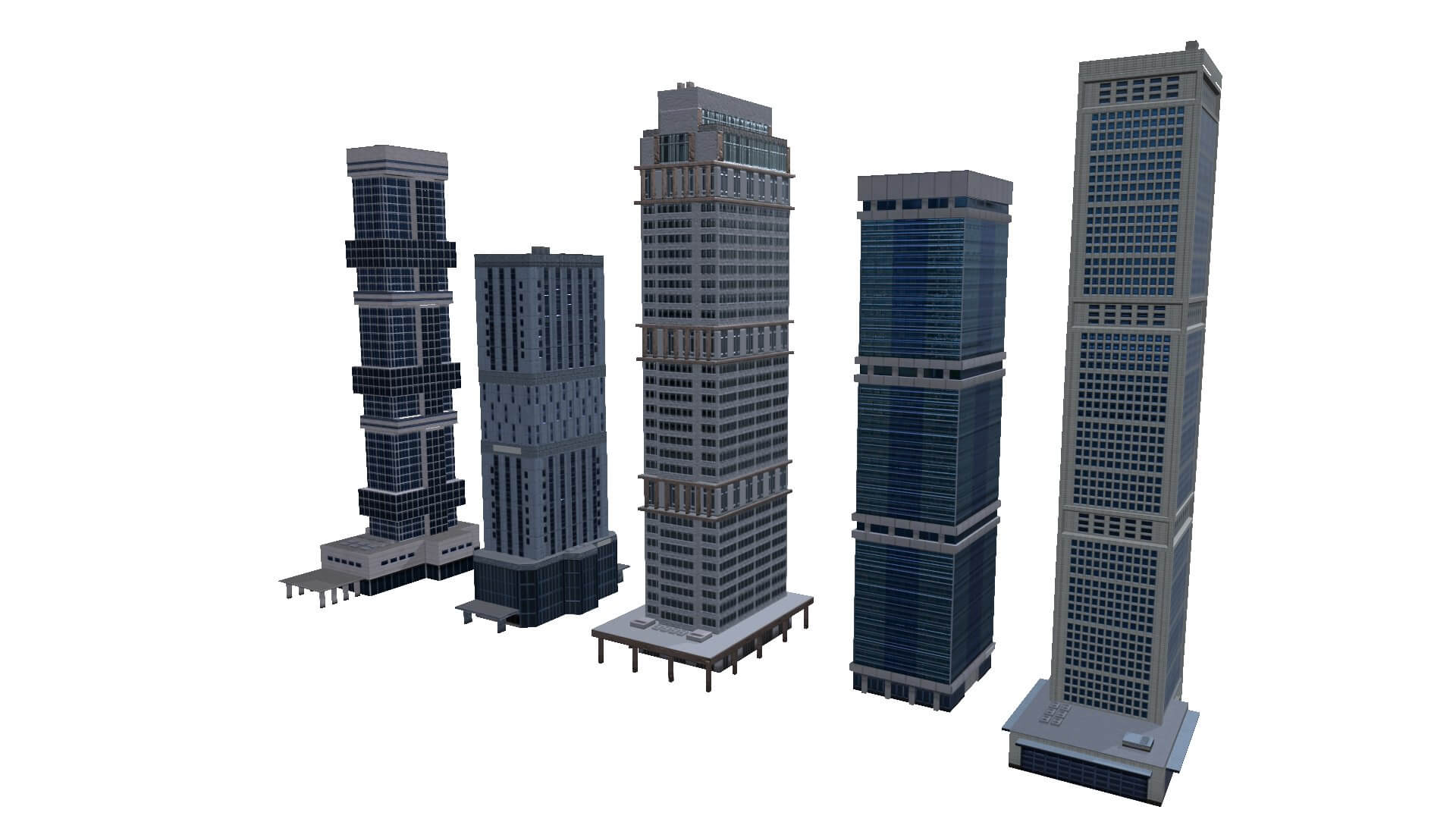 5 High-Rise Buildings Free 3D Model by Kartoy